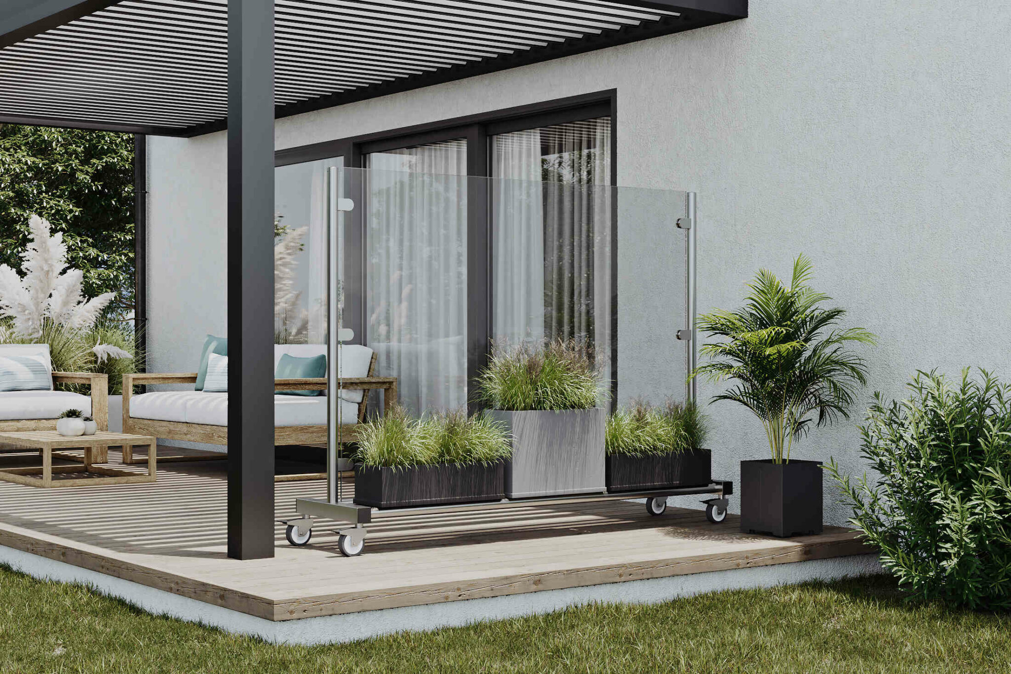 ᐅ Beweglicher Windschutz für Terrasse: Varianten, Kosten & Tipps